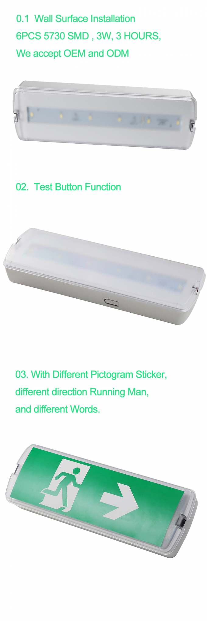 220V Rechargeable Emergency Light 3W Zhuiming LED